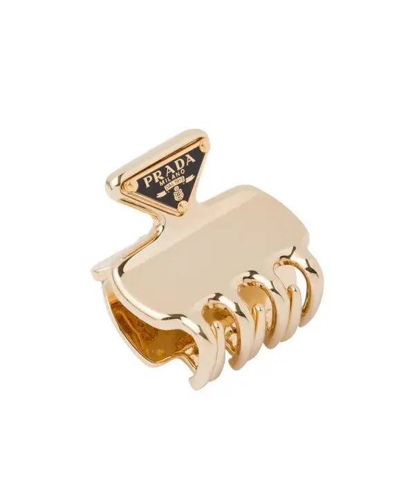 Prada Logo Detailed Claw Hair Clip - Golden