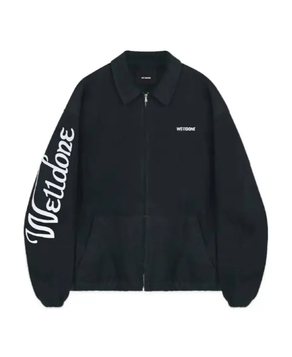 We11Done Logo Printed Zip-up Jacket - Black