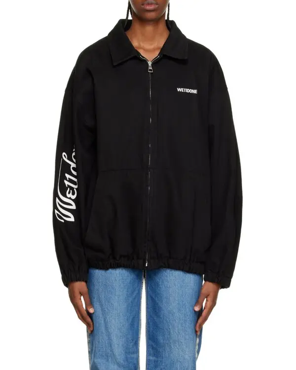 We11Done Logo Printed Zip-up Jacket - Black
