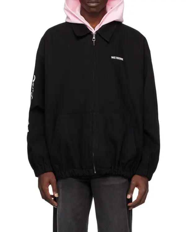 We11Done Logo Printed Zip-up Jacket - Black