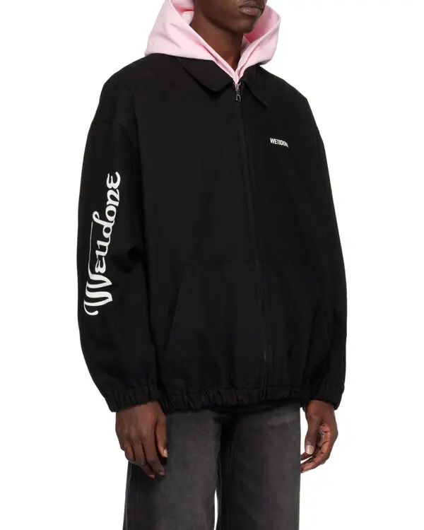 We11Done Logo Printed Zip-up Jacket - Black