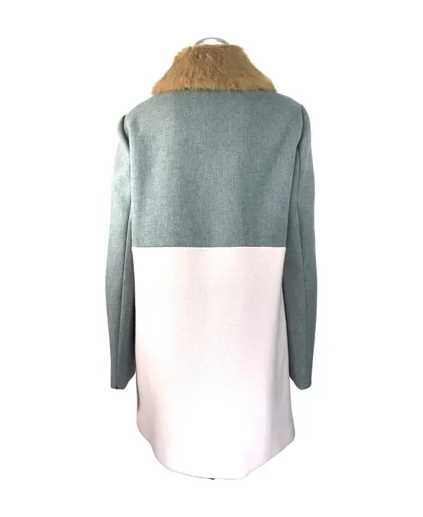 Sportmax Logo Coat With Faux Fur Collar