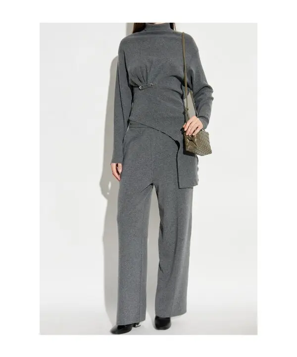 LANVIN High Neck Safety Pin Detailed Asymmetrical Jumper