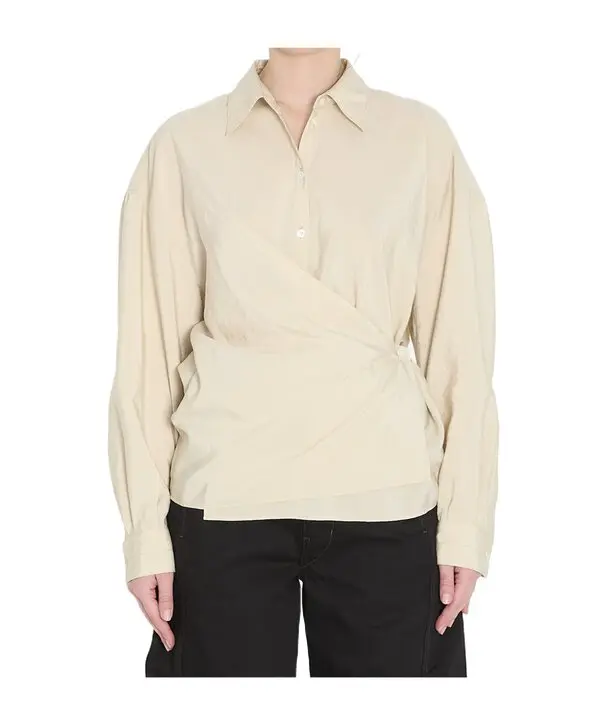 LEMAIRE Long-sleeved Draped Shirt - Nude