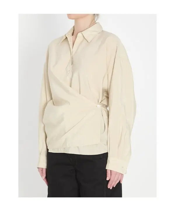 LEMAIRE Long-sleeved Draped Shirt - Nude