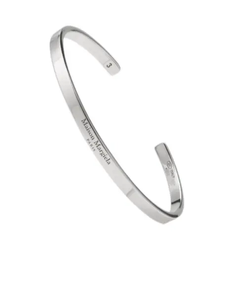 MAISON MARGIELA Logo Engraved Cuff Bracelet - Silver