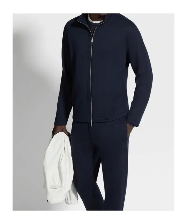 Zegna Zip-up Sweatshirt - Navy Blue