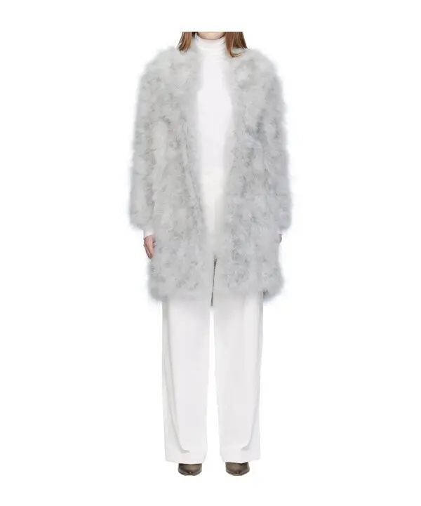 YVES SALOMON Feather Shawl Collar Coat