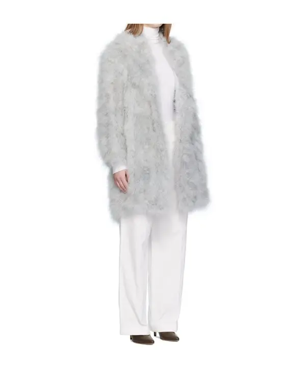 YVES SALOMON Feather Shawl Collar Coat