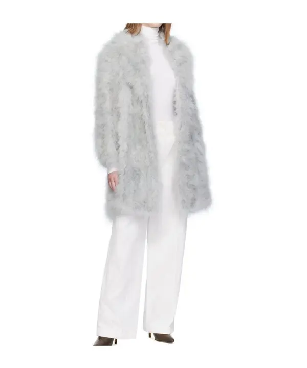YVES SALOMON Feather Shawl Collar Coat