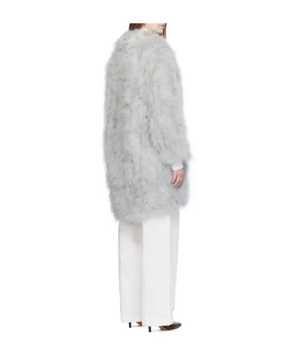 YVES SALOMON Feather Shawl Collar Coat