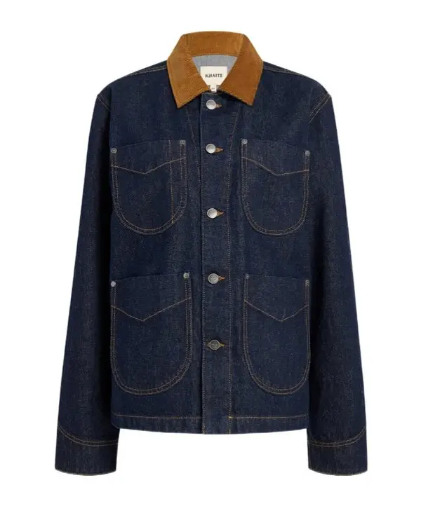 Khaite Wyatt Corduroy-collar Denim Jacket - Black