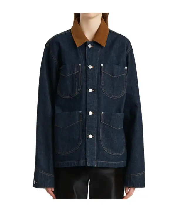 Khaite Wyatt Corduroy-collar Denim Jacket - Black