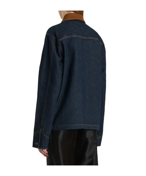 Khaite Wyatt Corduroy-collar Denim Jacket - Black