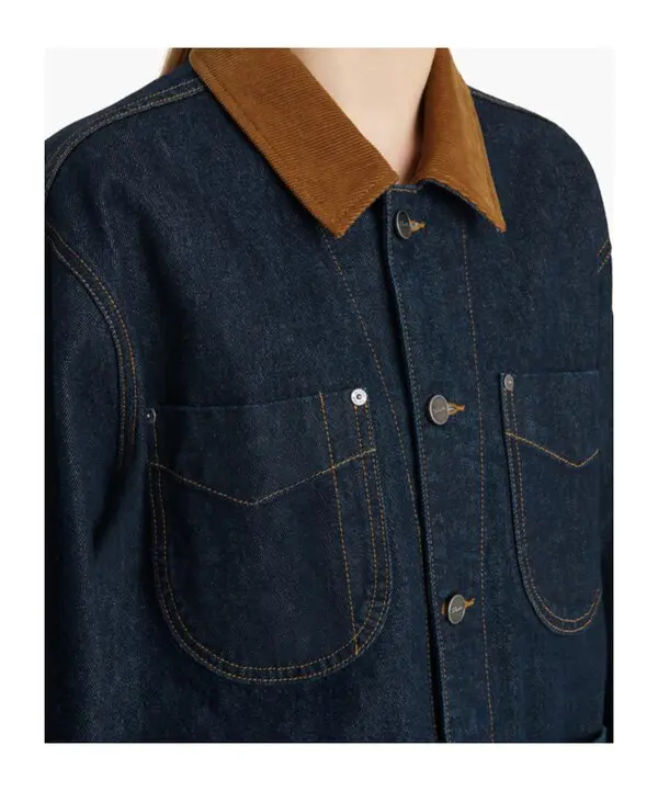 Khaite Wyatt Corduroy-collar Denim Jacket - Black