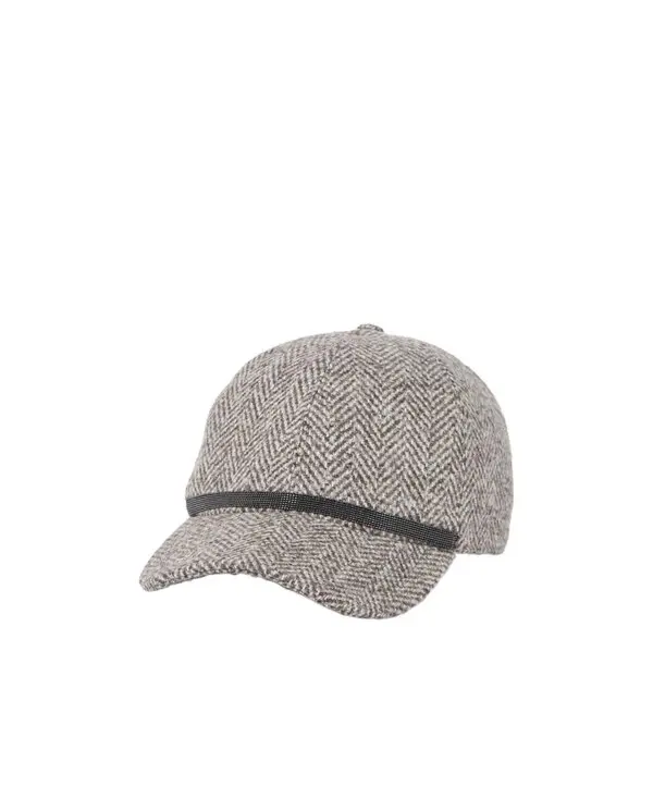 Brunello Cucinelli Herringbone Tweed Baseball Cap - Brown