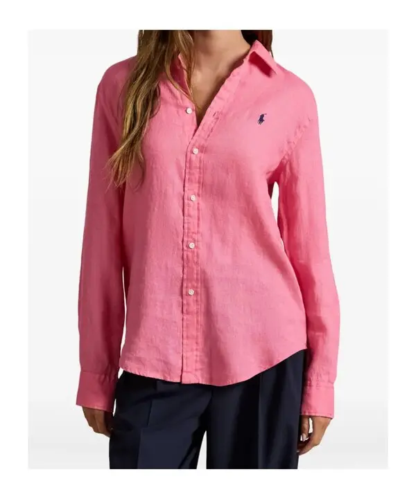 Polo Ralph Lauren Linen Long-sleeve Shirt - Pink