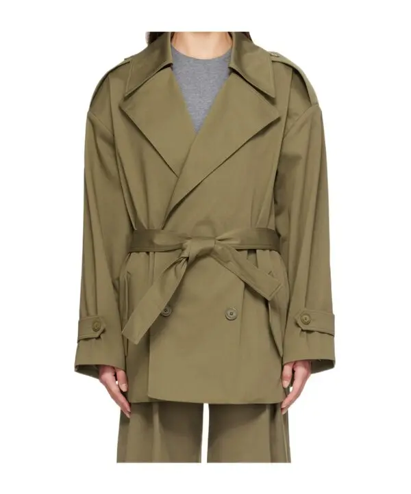 THE FRANKIE SHOP Zurich Oversized Short Trench Coat - Khaki