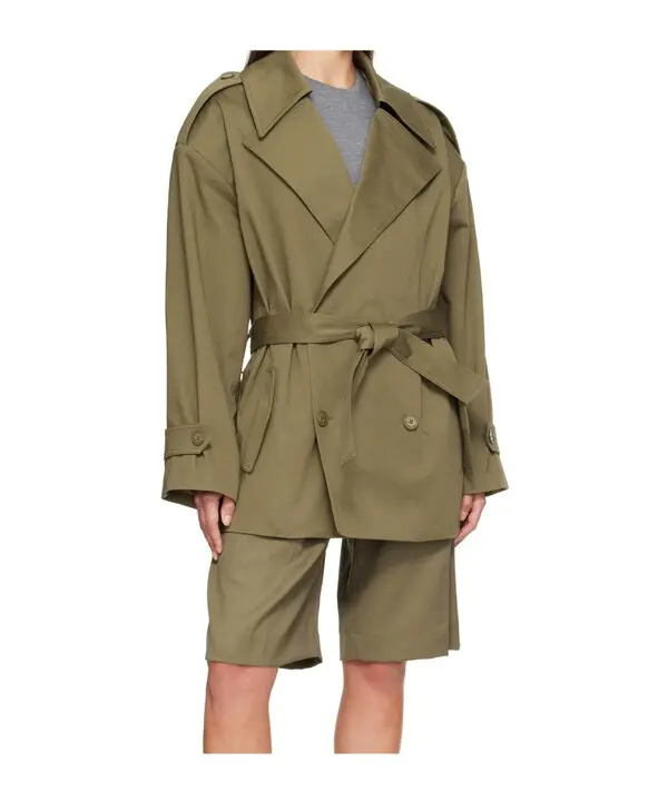 THE FRANKIE SHOP Zurich Oversized Short Trench Coat - Khaki