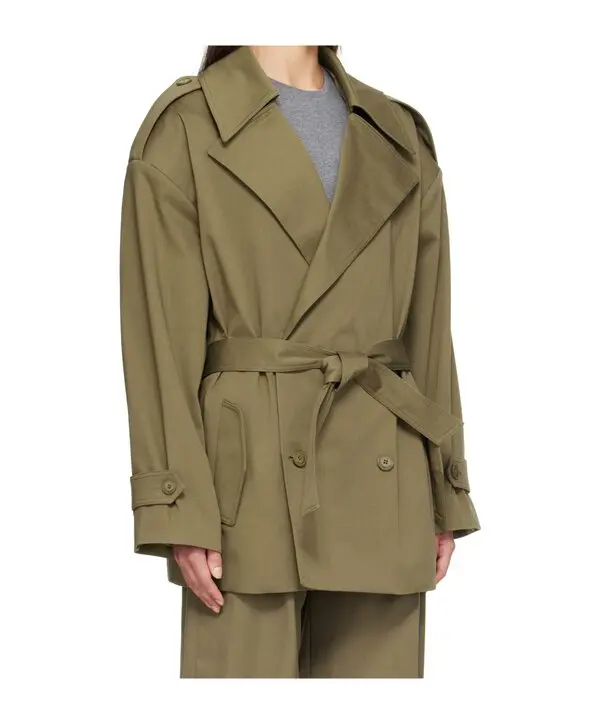 THE FRANKIE SHOP Zurich Oversized Short Trench Coat - Khaki