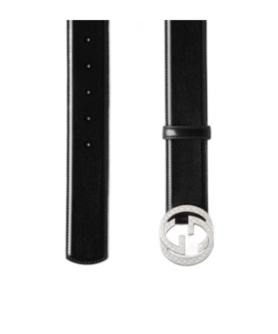 Gucci Leather Belt With Interlocking G Buckle - Black