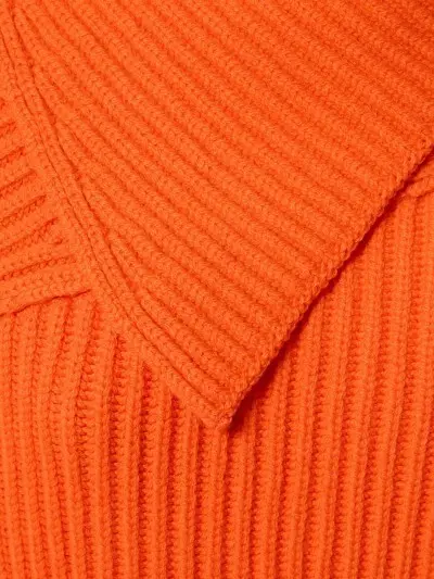 JIL SANDER Ribbed Knit Long Sleeve Sweater With Side Slits