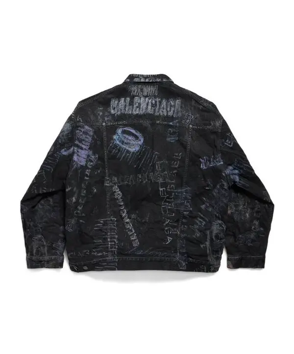 Balenciaga Oversized Button-up Jacket With Engraved Flex Buttons - Black