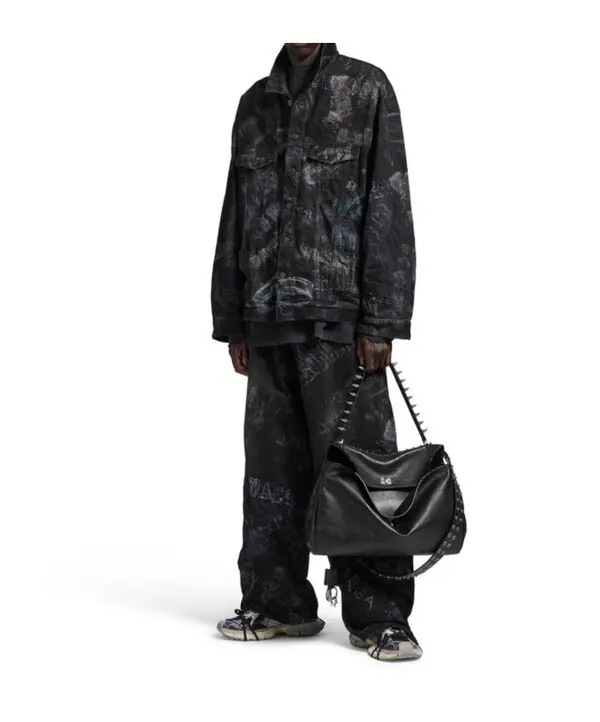 Balenciaga Oversized Button-up Jacket With Engraved Flex Buttons - Black