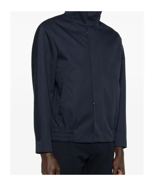 LARDINI Elasticated-hem Bomber Jacket - Blue