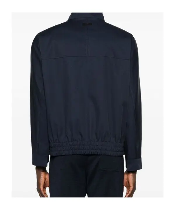 LARDINI Elasticated-hem Bomber Jacket - Blue