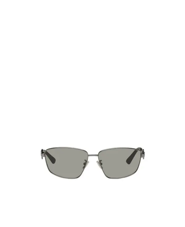 Bottega Veneta Rectangular Metal Frame Sunglasses - Gray