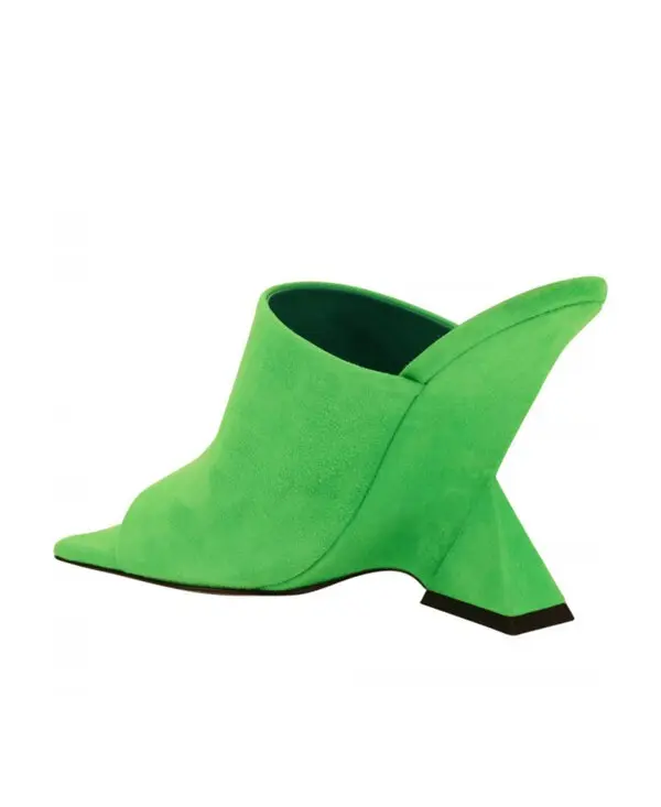 Attico The Cheope Logo Printed Mules - Green