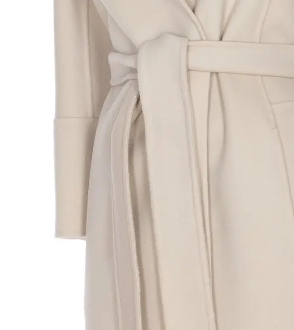 Max Mara Arona Belted Long-sleeved Coat - Ivory