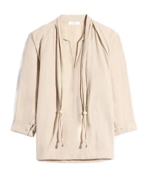 LEMAIRE Cotton Crepe Scarf Blouse - Taupe