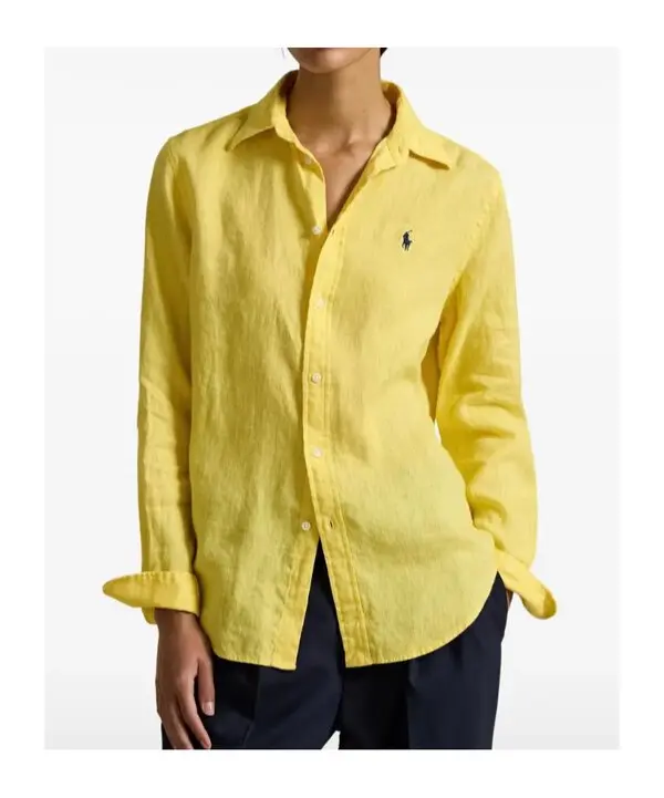 Polo Ralph Lauren Embroidered Logo Long Sleeve Shirt - Yellow