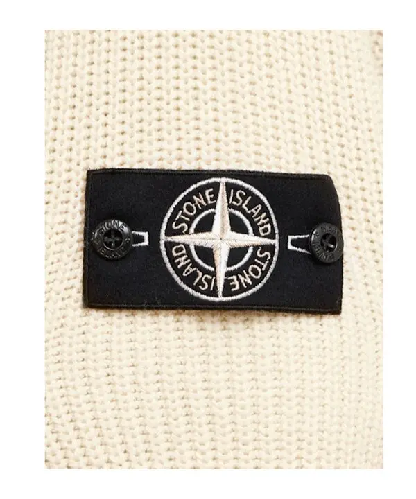 Stone Island Crew Neck Knitwear With Ribbed Cuffs And Hem - Ivory