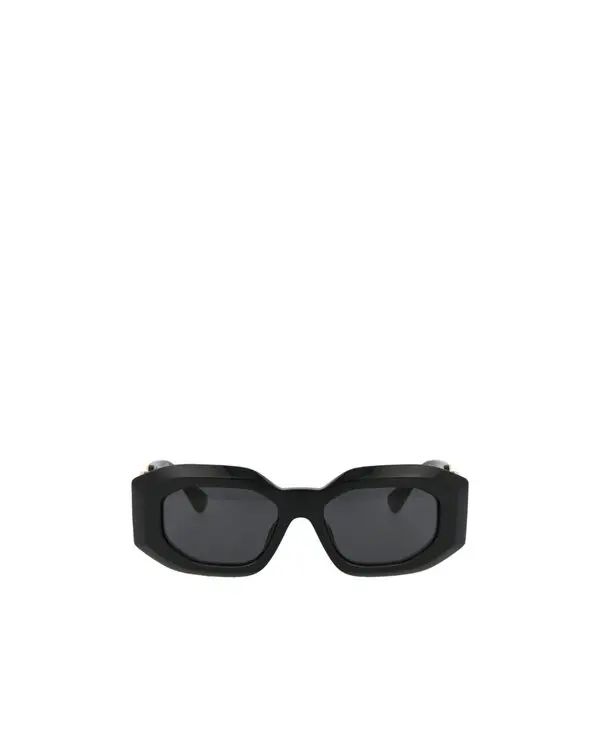 Versace Logo Embellished D-frame Sunglasses - Black