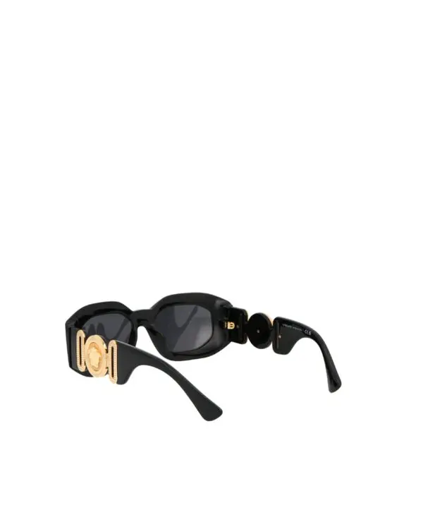 Versace Logo Embellished D-frame Sunglasses - Black