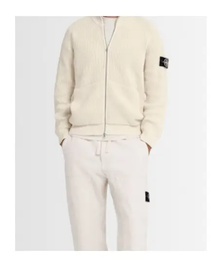Stone Island Ribbed Zip-up Cardigan