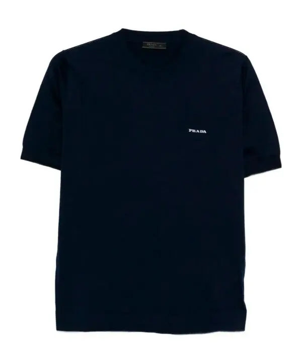 Prada Logo Detailed Short-sleeved T-shirt - Blue
