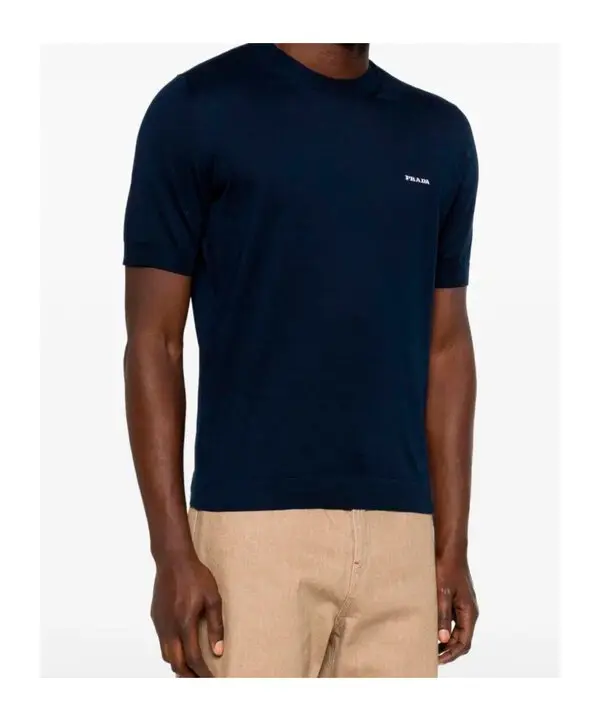 Prada Logo Detailed Short-sleeved T-shirt - Blue