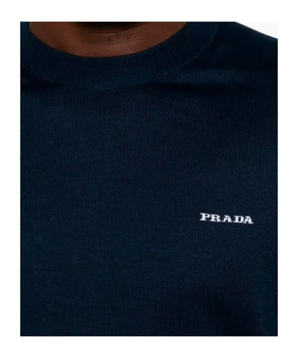 Prada Logo Detailed Short-sleeved T-shirt - Blue