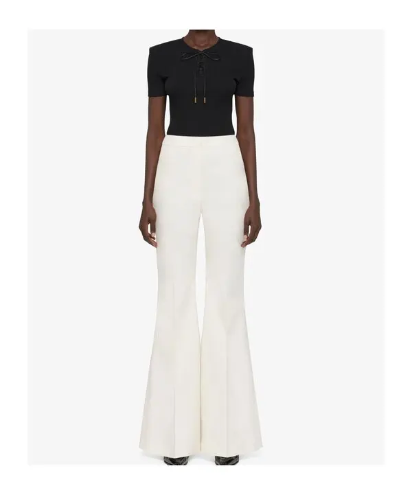 Givenchy Ribbed Short Sleeve T-shirt With Front Tie Detail