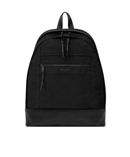 Saint Laurent City Backpack In Nylon Canvas And Leather - Black