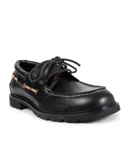 Burberry Ekd Charm Lace-up Boat Shoes - Black