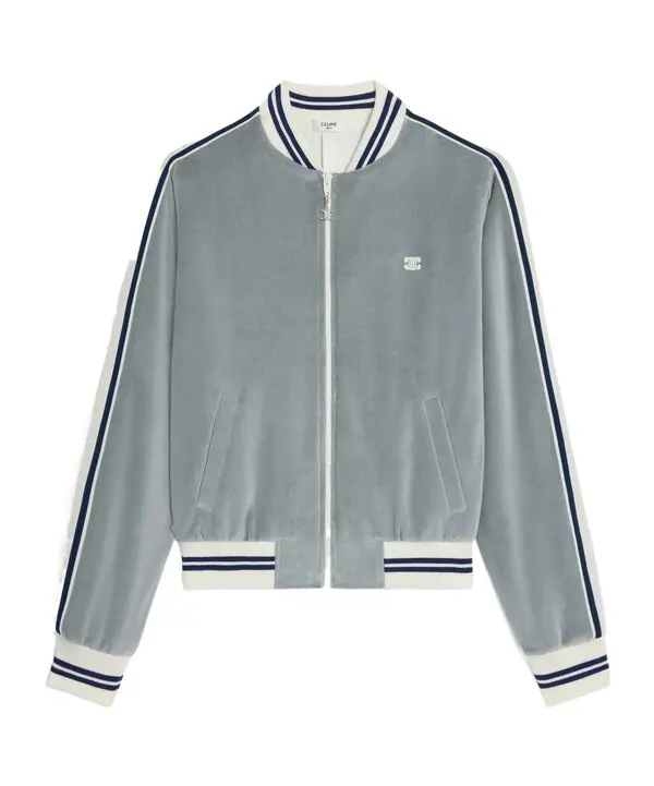 Celine Teddy Track Jacket In Velvet Jersey
