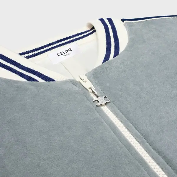 Celine Teddy Track Jacket In Velvet Jersey