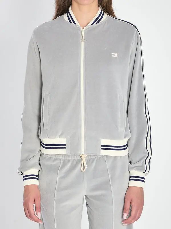 Celine Teddy Track Jacket In Velvet Jersey