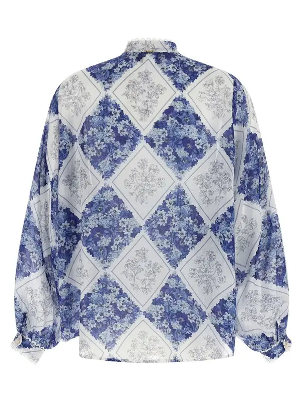 TWINSET Floral Print Ramie Shirt
