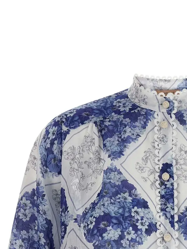 TWINSET Floral Print Ramie Shirt